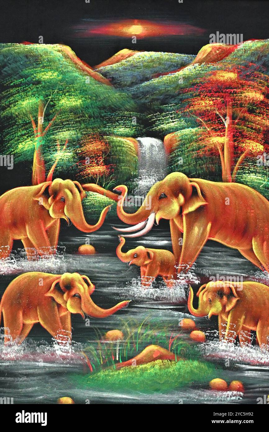 "Floating market Thailand " Beautiful and colorful elephants photo ...