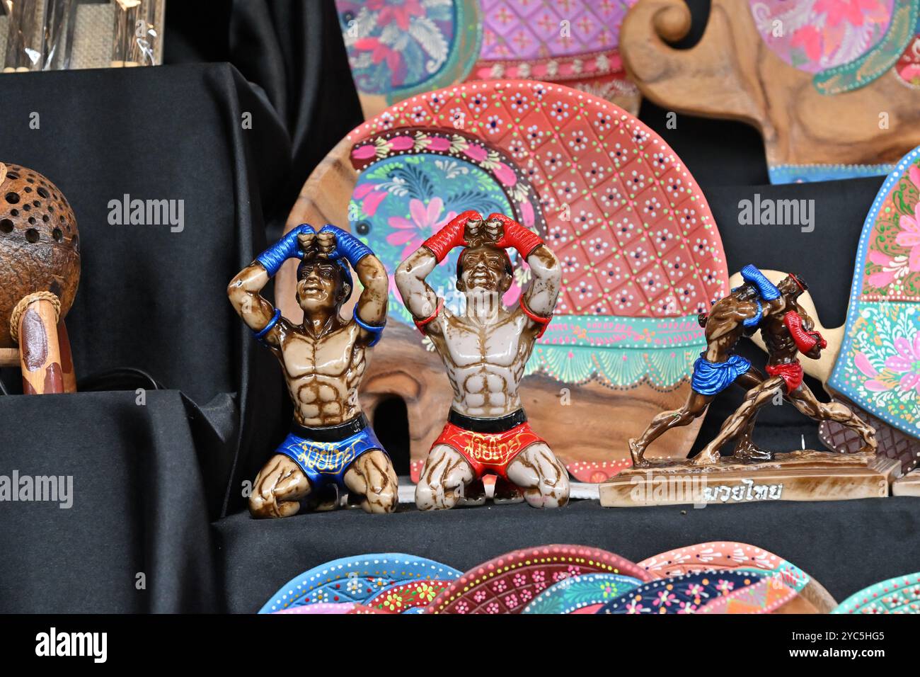 Shop in floating market ,Thailand displays Muay Thai or Thai boxing ...