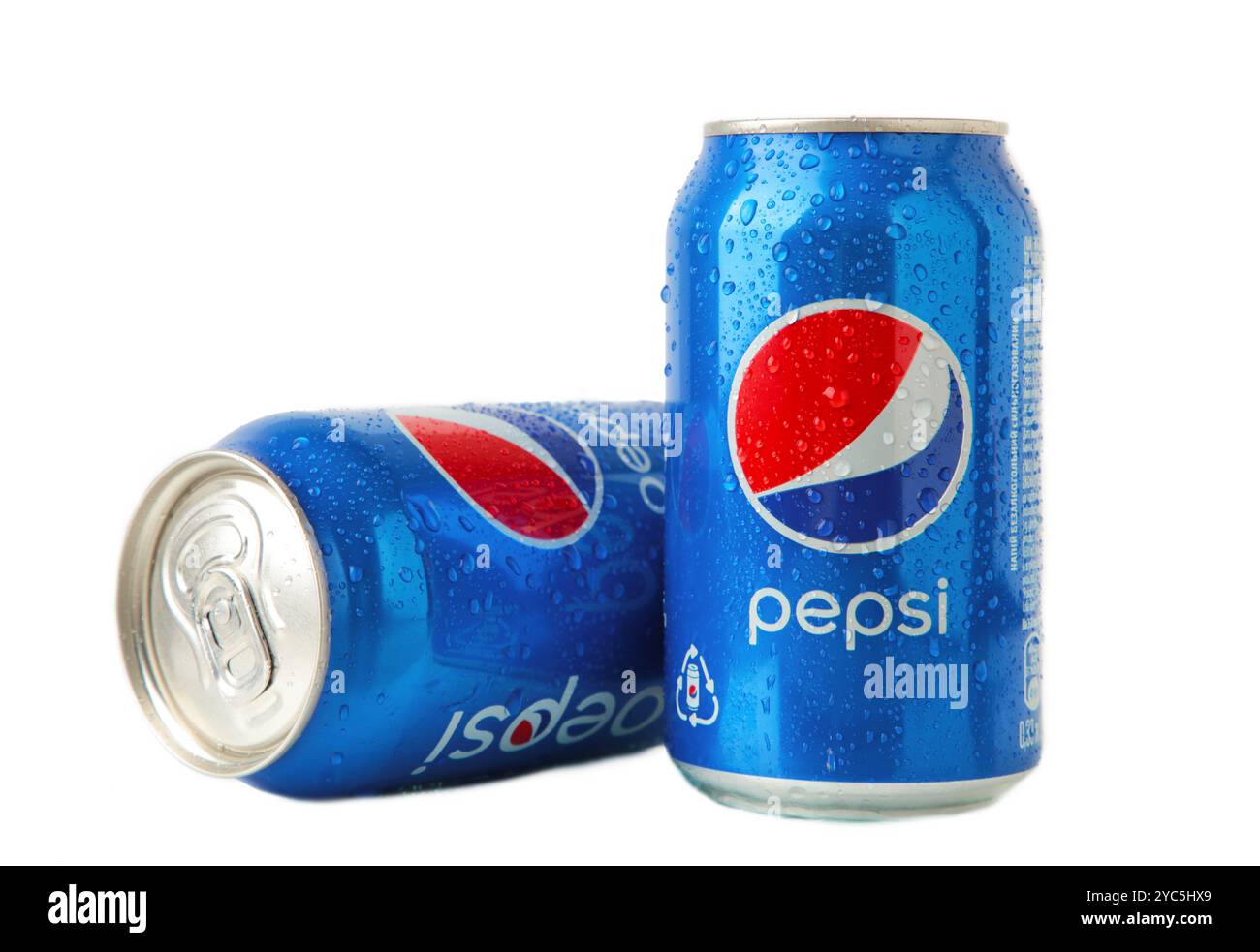 Mykolaiv, Ukraine - May 2, 2023: Pepsi drink in a can with water drops ...