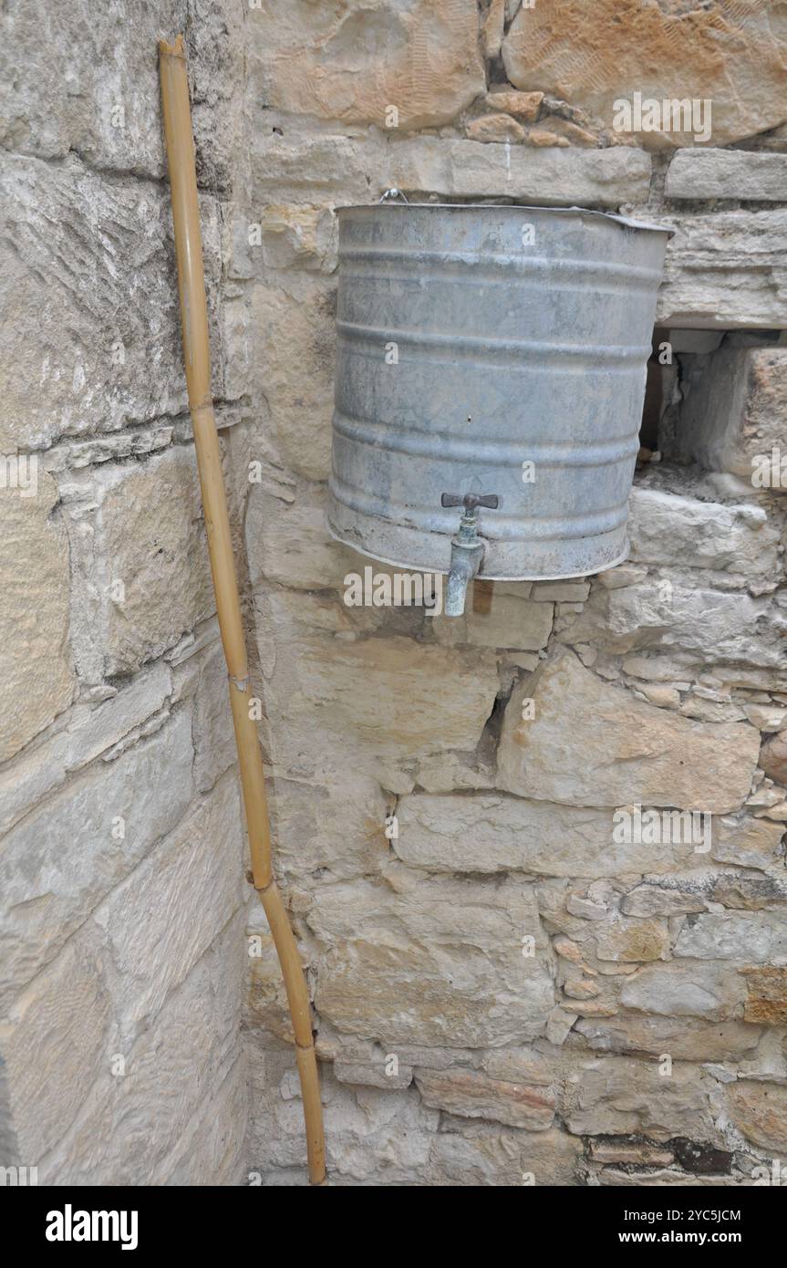 Old Metal Water Tank Outside a Traditional Cypriot Village Home Stock ...