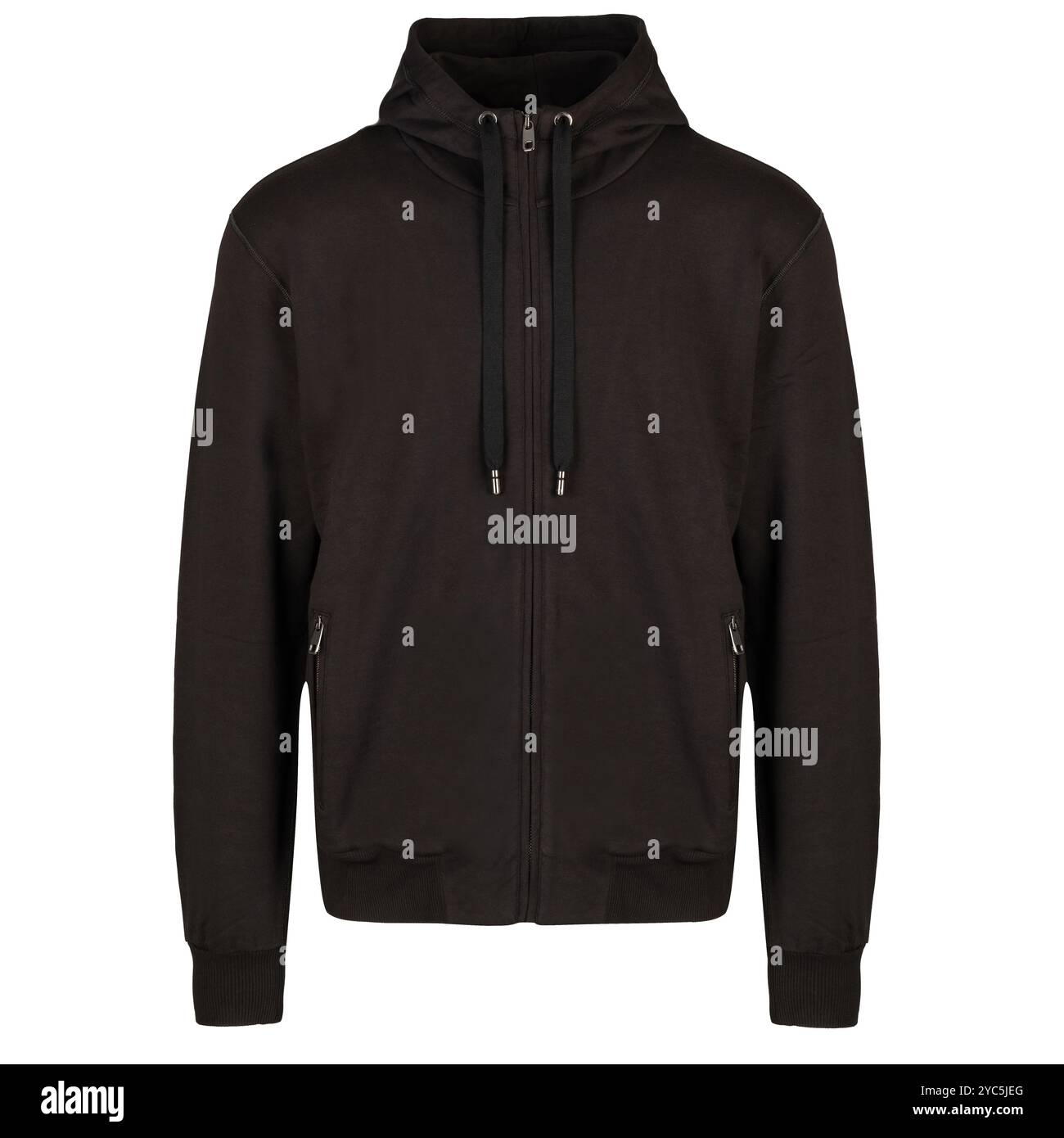 Front view of black hoodie with drawstrings Stock Photo - Alamy