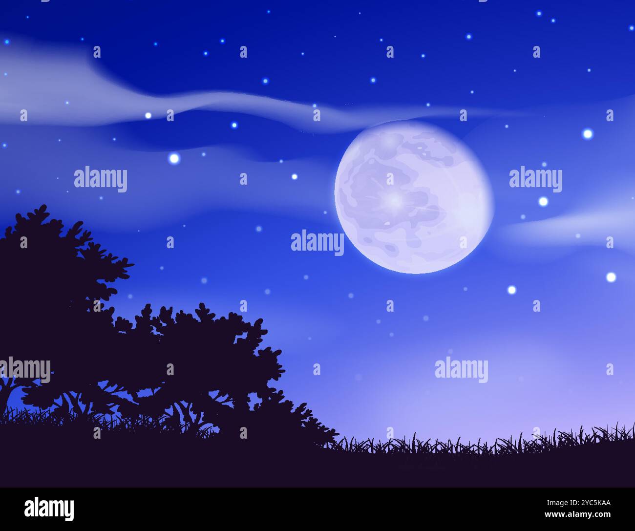 Meadow full of trees Stock Vector Images - Alamy