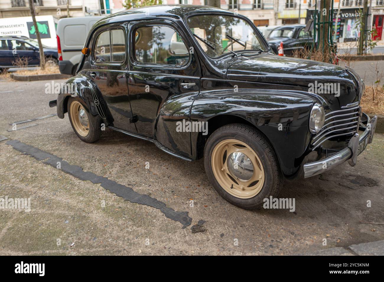 Vintage French cars, in and around central Paris, France Stock Photo ...