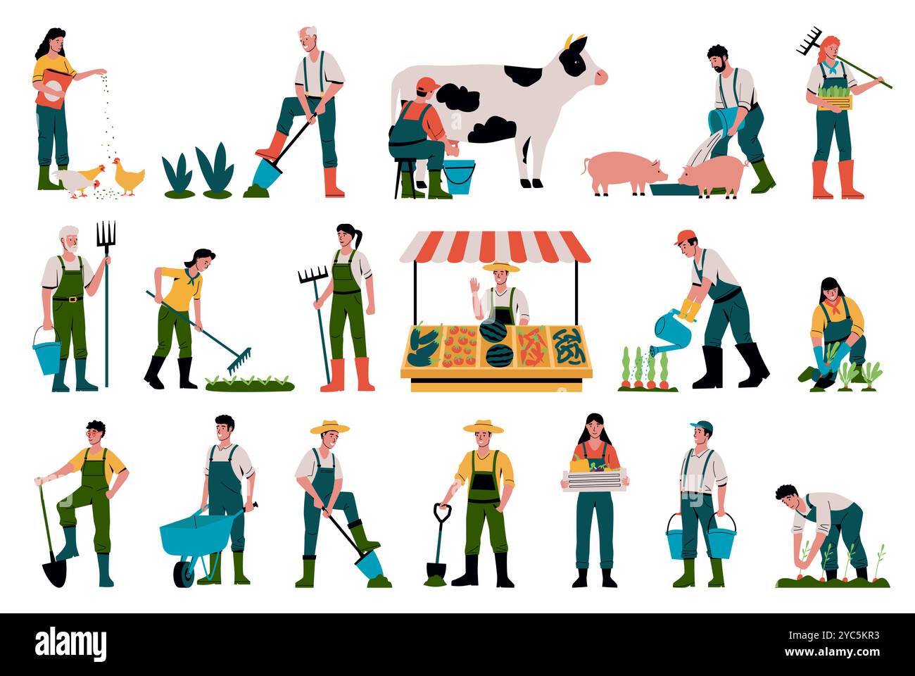 Agriculture worker. Farm animal. Garden harvest. Farmers care of ...