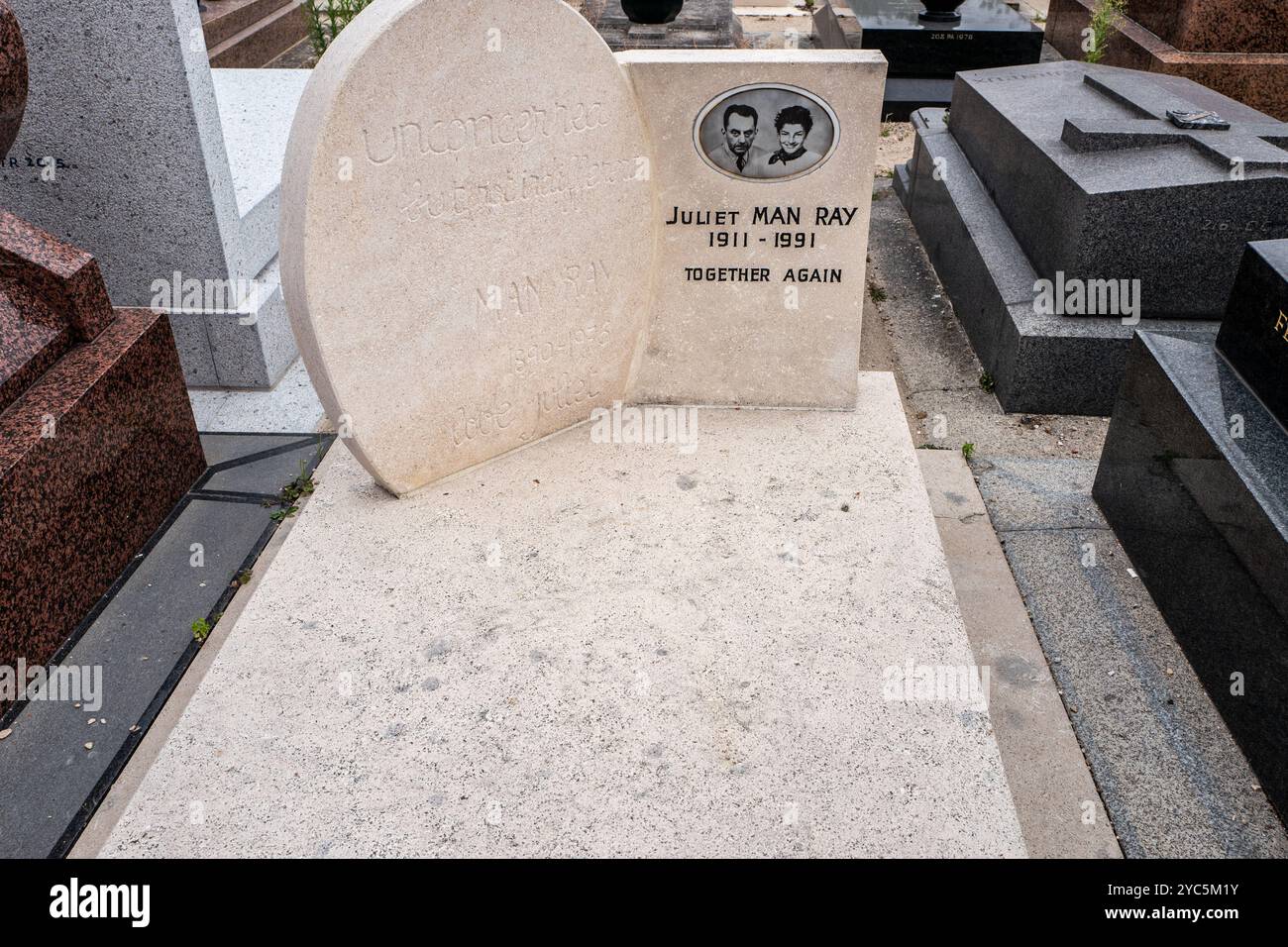 The grave of Man ray and his wife prior to it being vandalised in ...