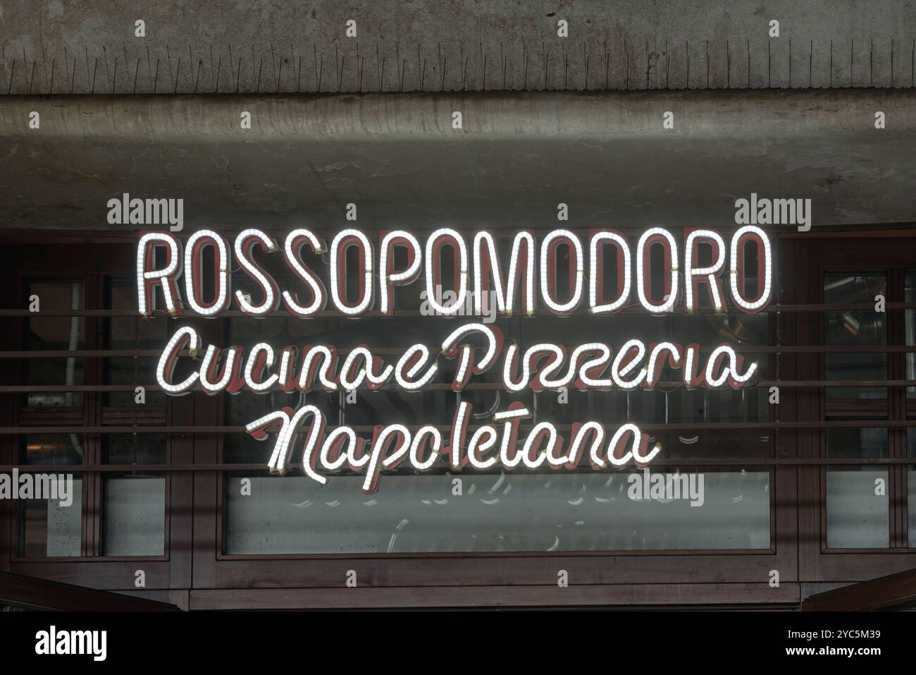 Venice, Italy - October 10, 2024: White 3d Neon Sign Italian Restaurant ...