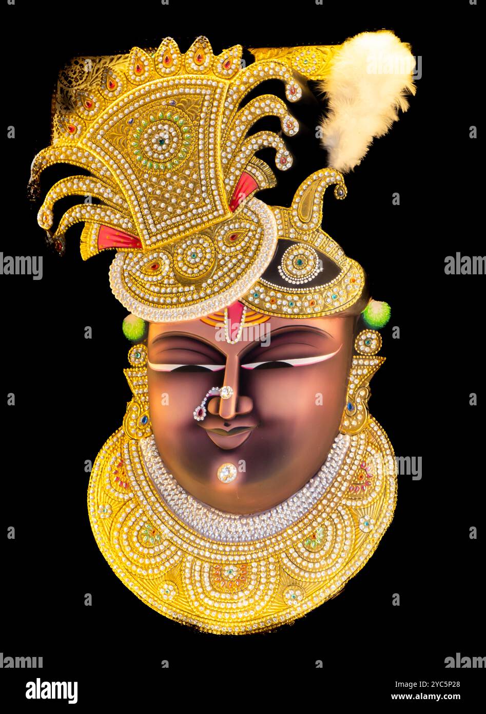 Isolated Statue of Hindu Lord Shrinathji the holy little krishna in ...