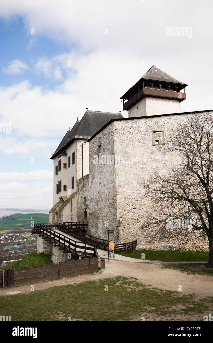 View of a Trencin castle entrance and clock tower Stock Photo - Alamy