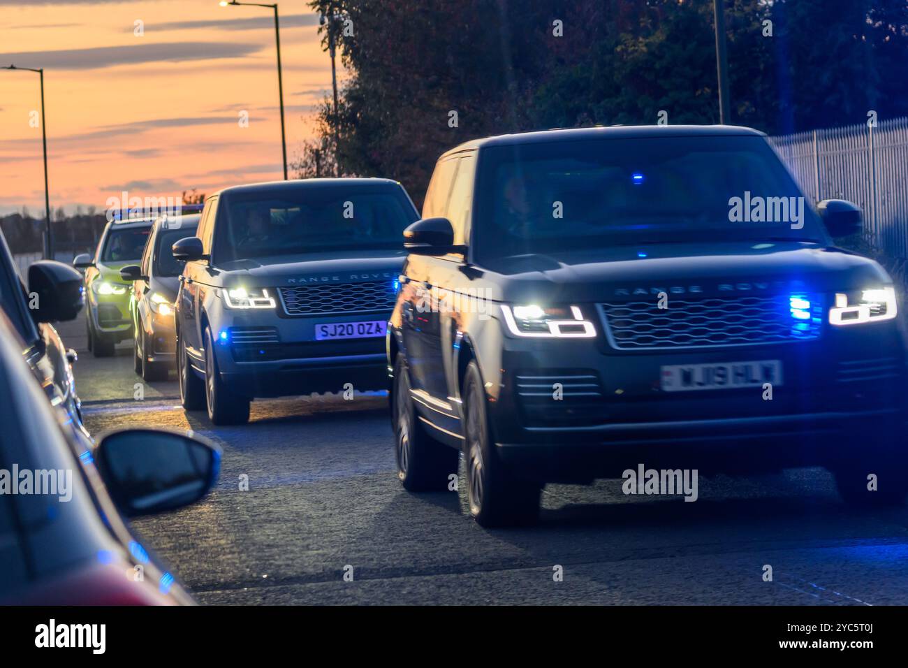 UK Prime Minister Kier Starmer's Motorcade Leaving Edinburgh Airport On ...