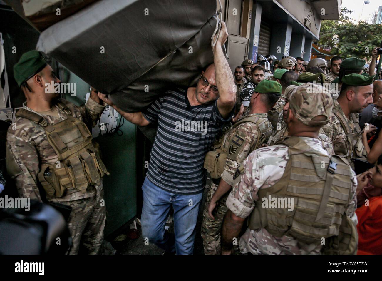 Beirut, Lebanon. 21st Oct, 2024. A Lebanese displaced man, who fled his ...