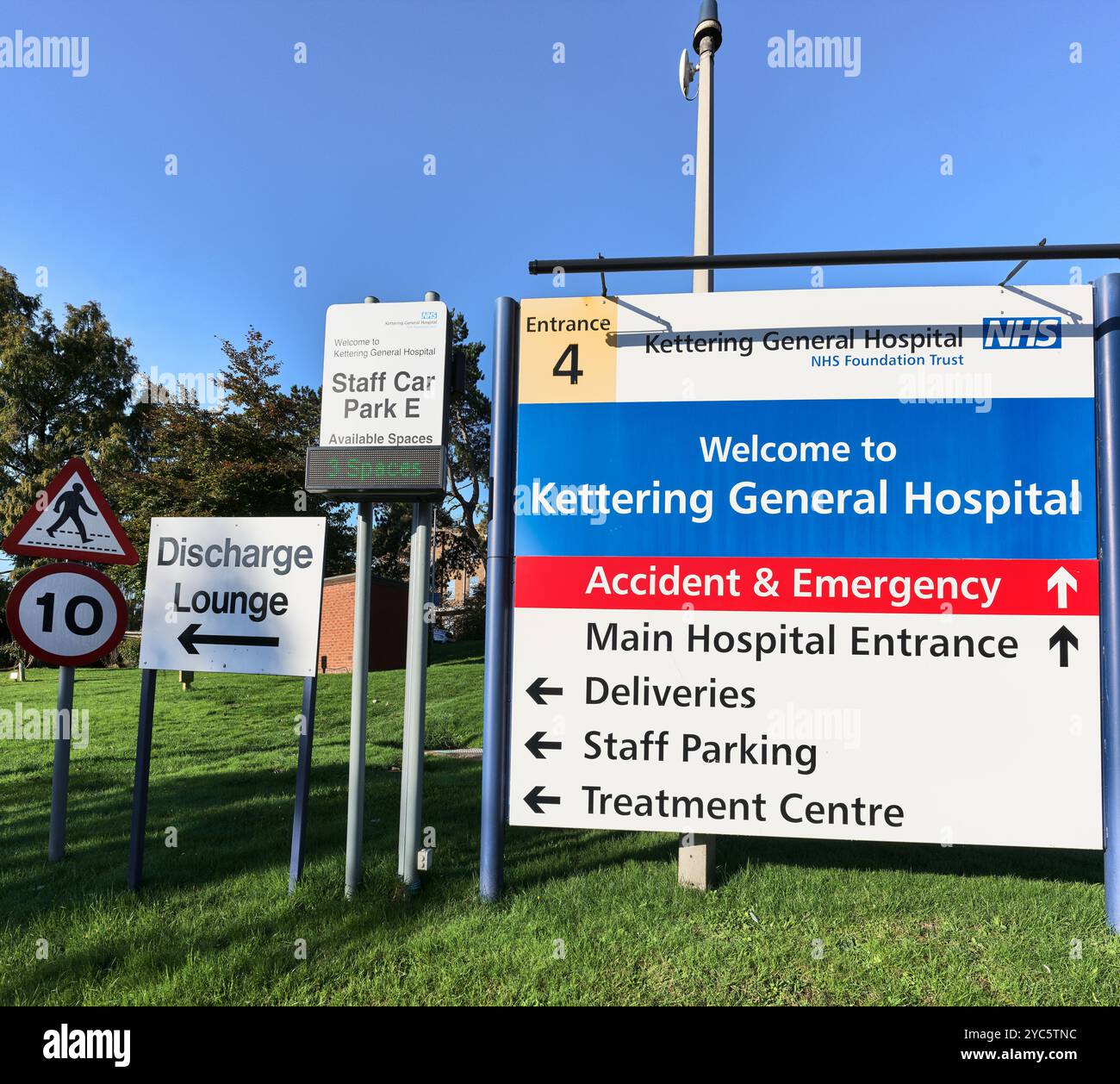 Notice Board outside the General Hospital at Kettering, England Stock ...