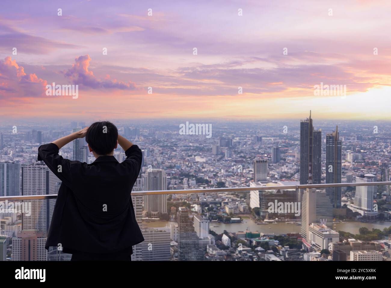 Panoramic King Power Mahanakhon the highest cityscape observation deck ...