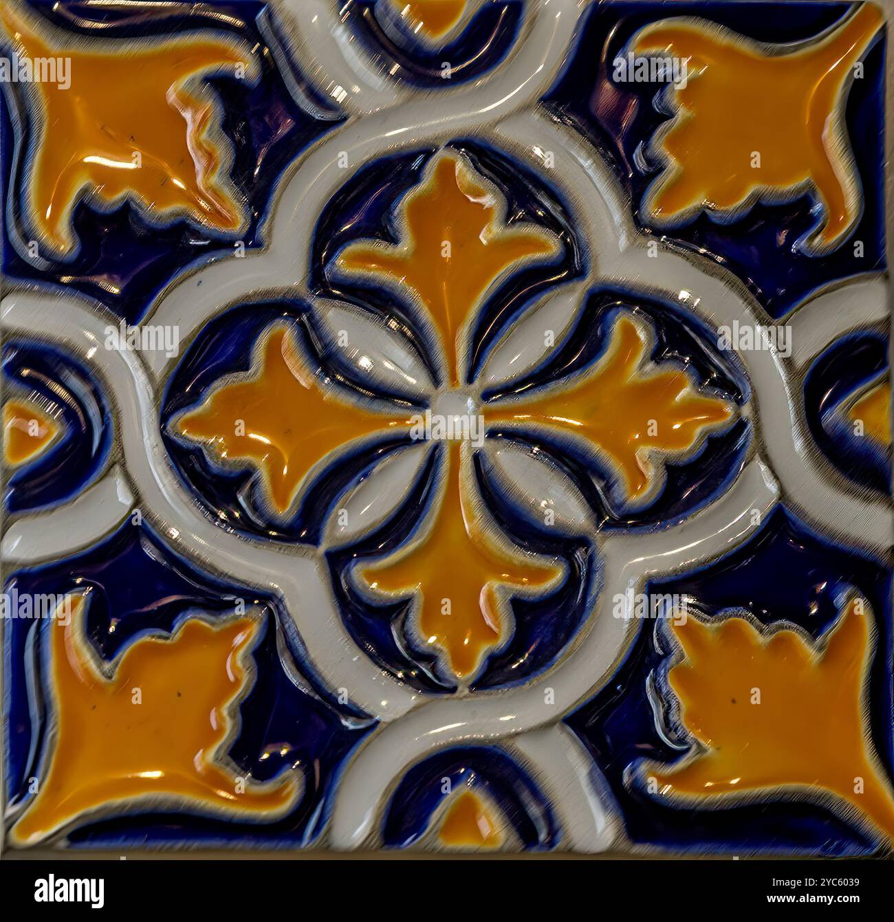 Orange and Blue Portuguese ceramic wall tile Stock Photo - Alamy