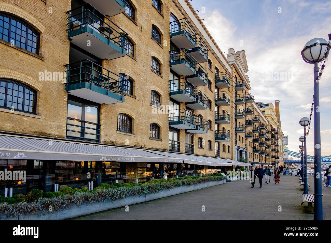 River Thames riverside walk at Butler's Wharf, London. UK Stock Photo ...