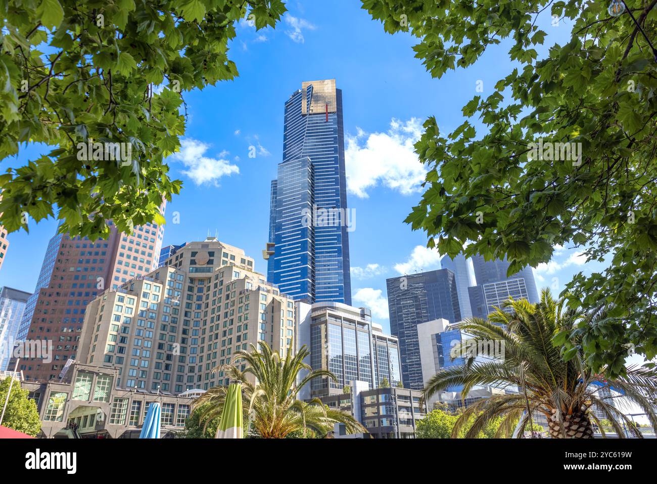 Australia scenic Melbourne downtown skyline panorama near financial ...