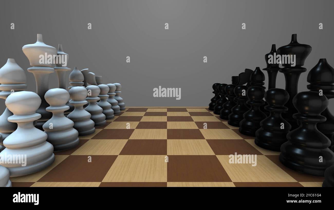 Two Rows Of Chess Pieces Stock Photo - Alamy