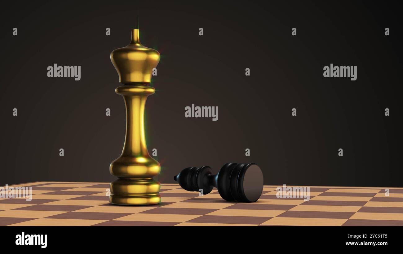Golden king on chess board Stock Photo - Alamy