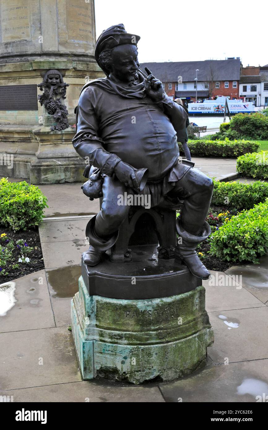 Statue of Falstaff on the Gower Memorial in Bancroft gardens, Stratford ...
