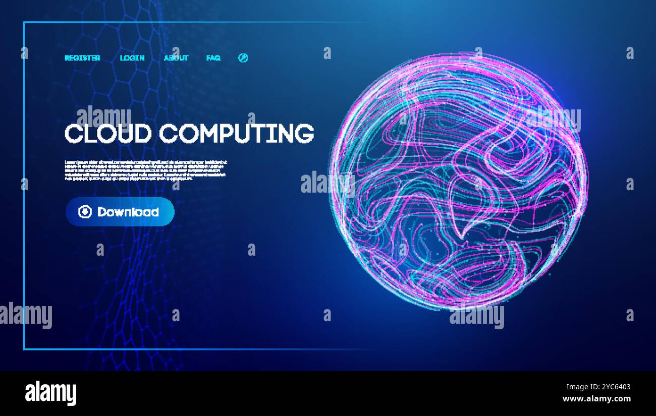 Cloud computing and digital network concept with connected globe and technology background Stock ...