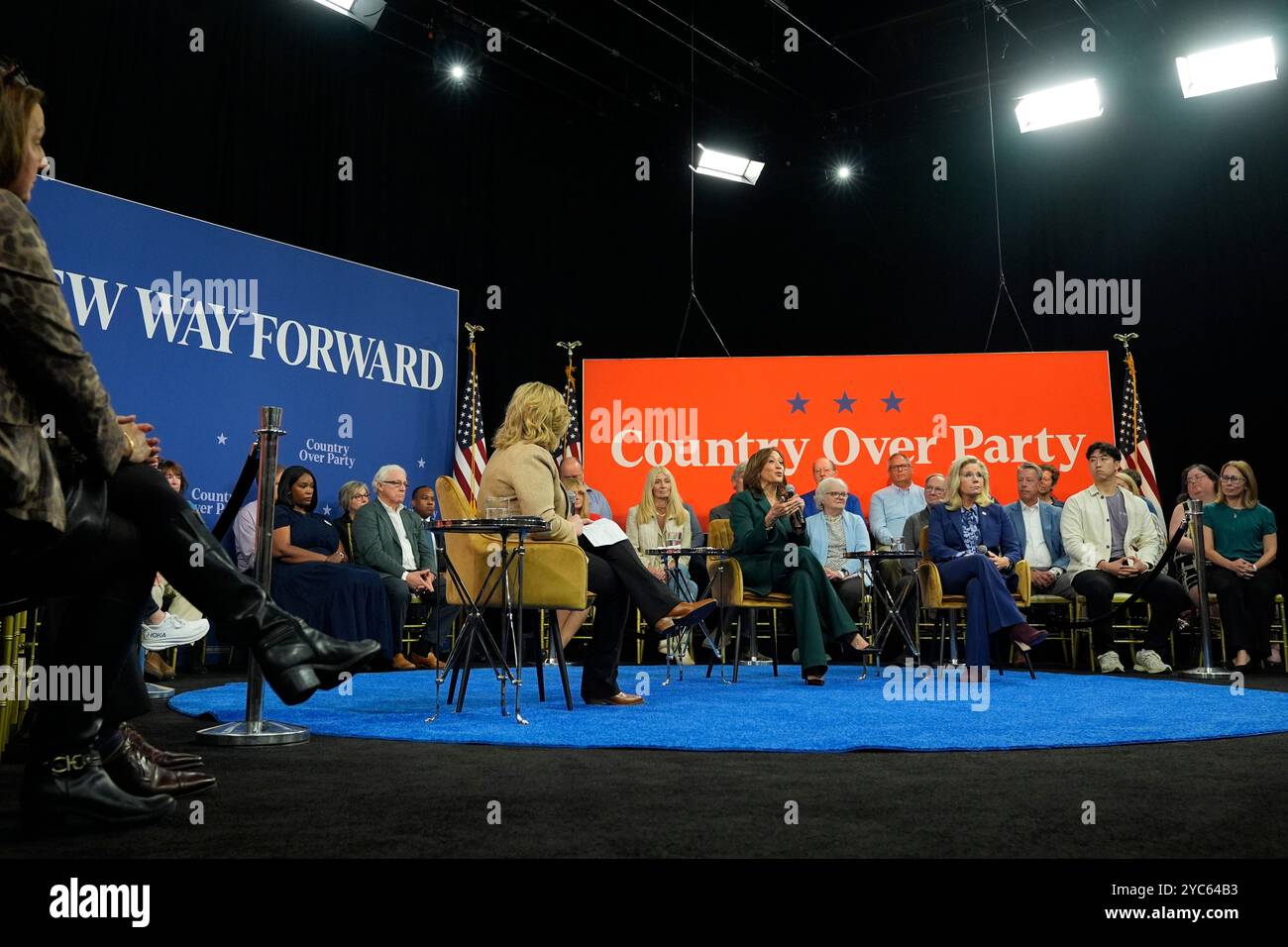 Democratic presidential nominee Vice President Kamala Harris speaks as ...