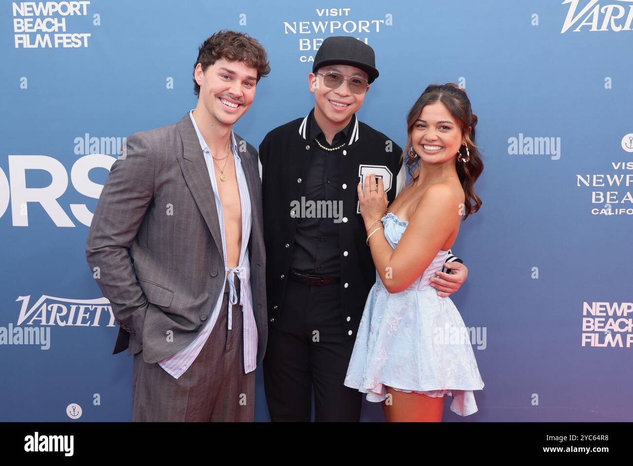 Newport Beach, USA. 21st Oct, 2024. Noah Beck, Justin Wu, and Siena ...