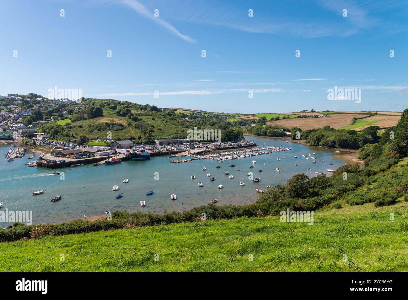 South Hams town of Salcombe and the Salcombe estuary during the summer ...