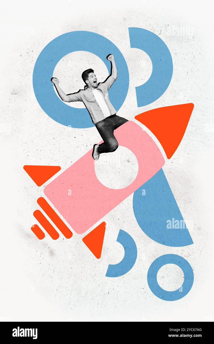 Composite trend artwork sketch image photo collage of young guy ...