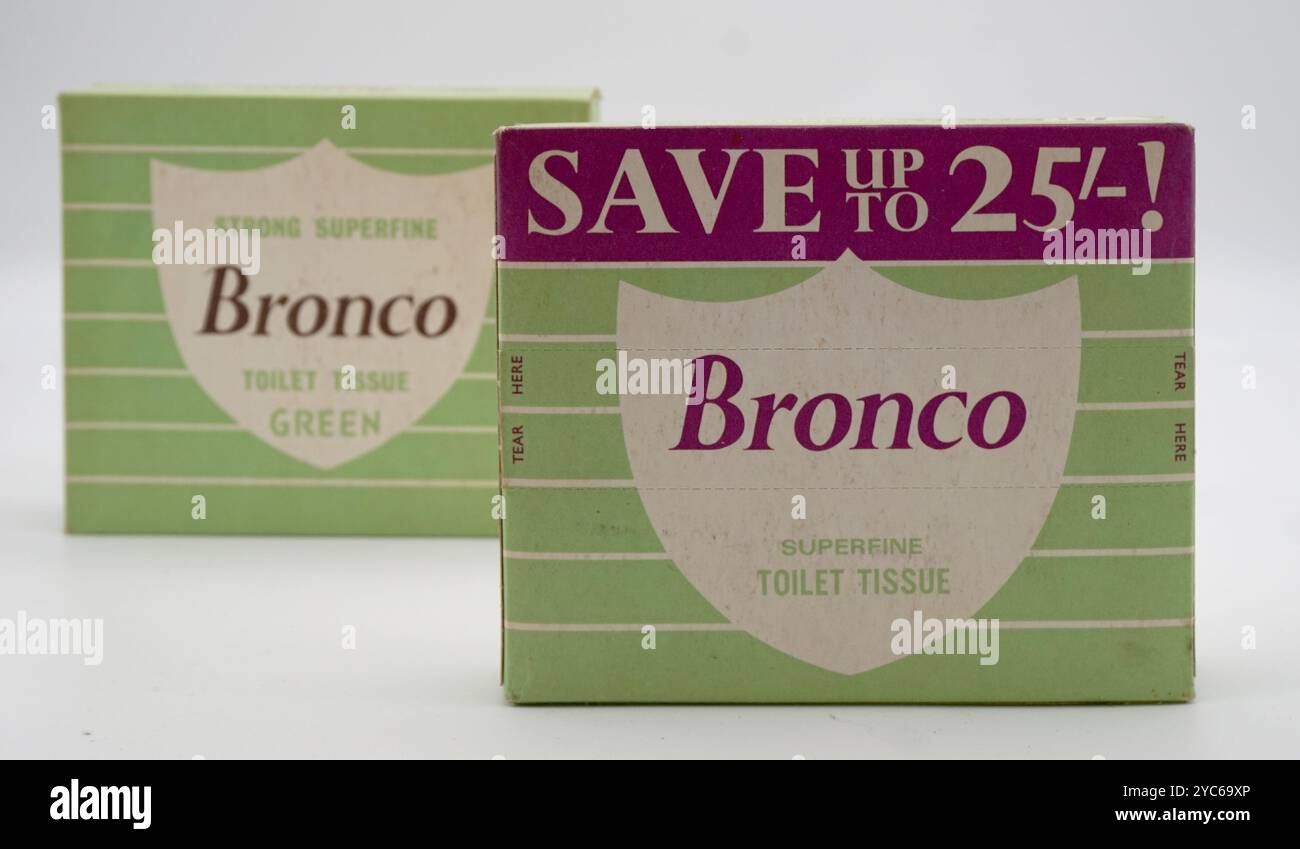 Bronco lavatory paper. 1960s packet of individual paper sheets in card ...