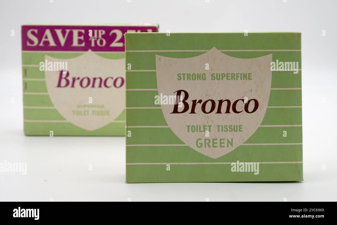 Bronco lavatory paper. 1960s packet of individual paper sheets in card ...