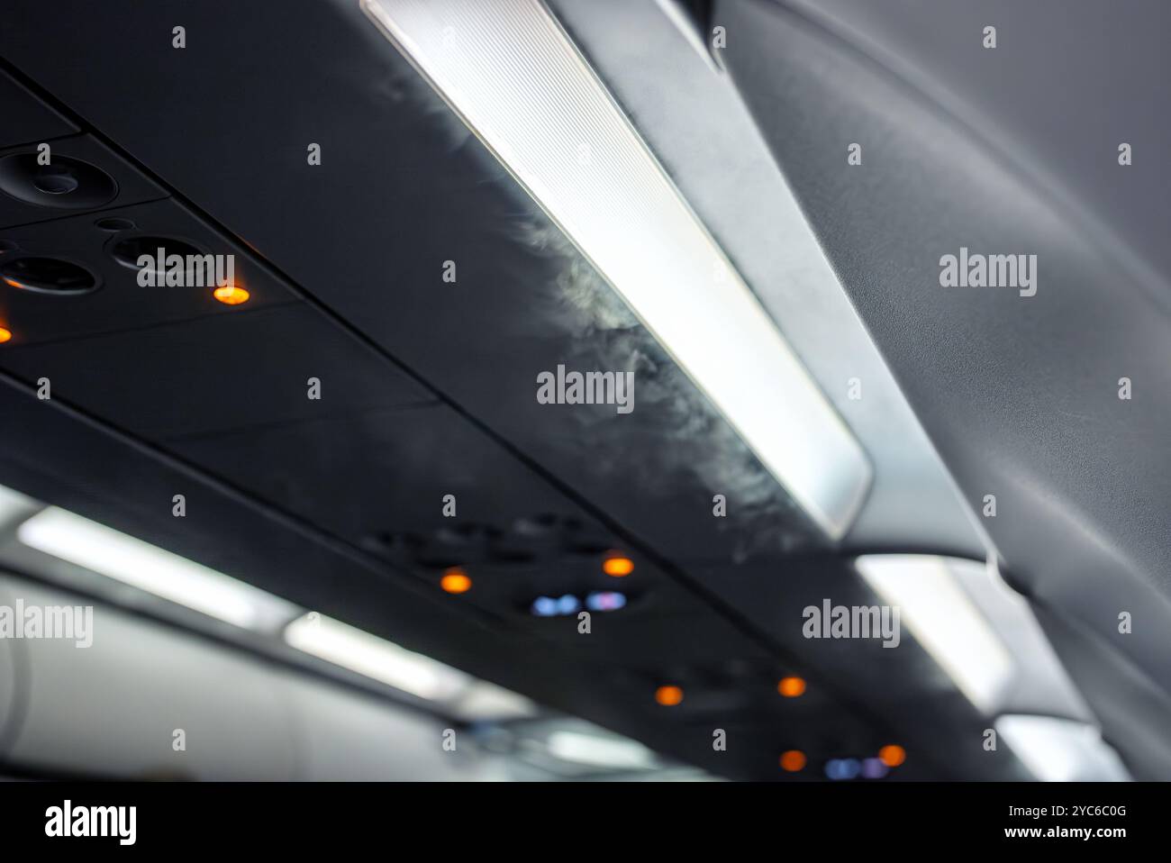Steam in the plane from the ventilation Stock Photo - Alamy