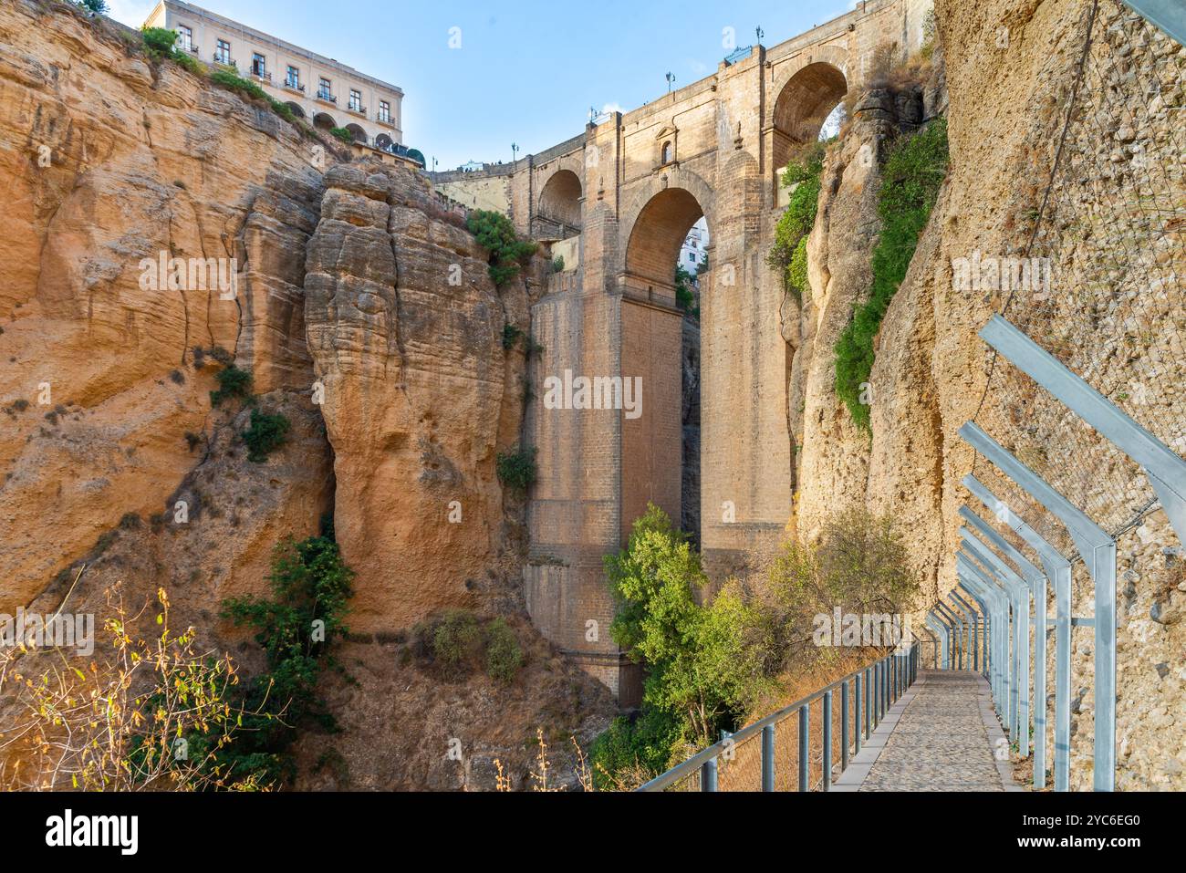 View of puente nuevo bridge at province of malaga hi-res stock ...