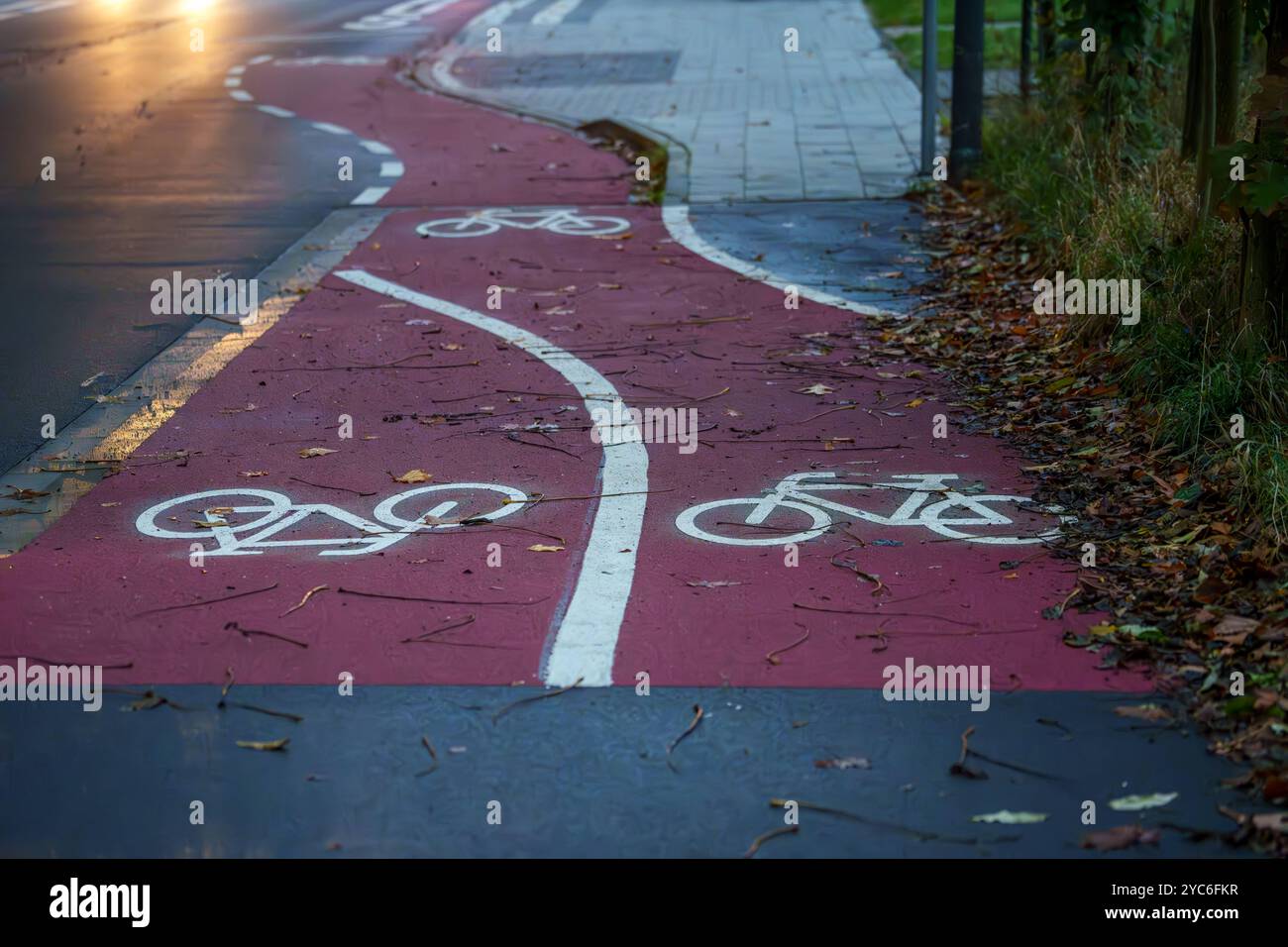 21.10.2024: Eschweiler, Dürwiss, NRW, Deutschland Bild: Radweg und ...