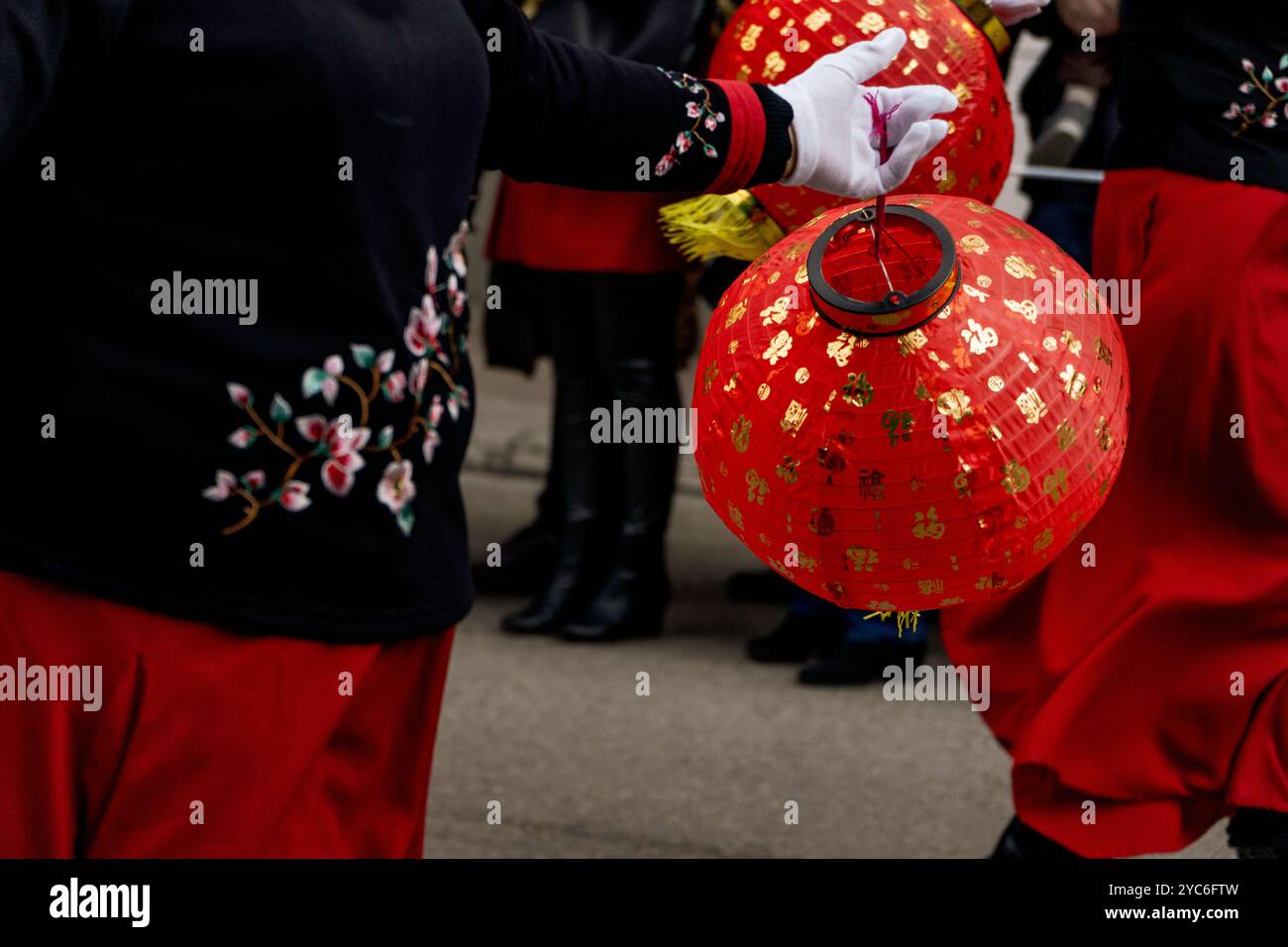 Person moving Chinese lantern on the Lunar Chinese New Year event Stock ...
