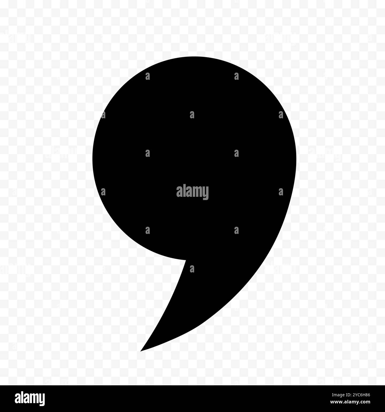 Vector icon with a round comma, quotation marks on a transparent ...
