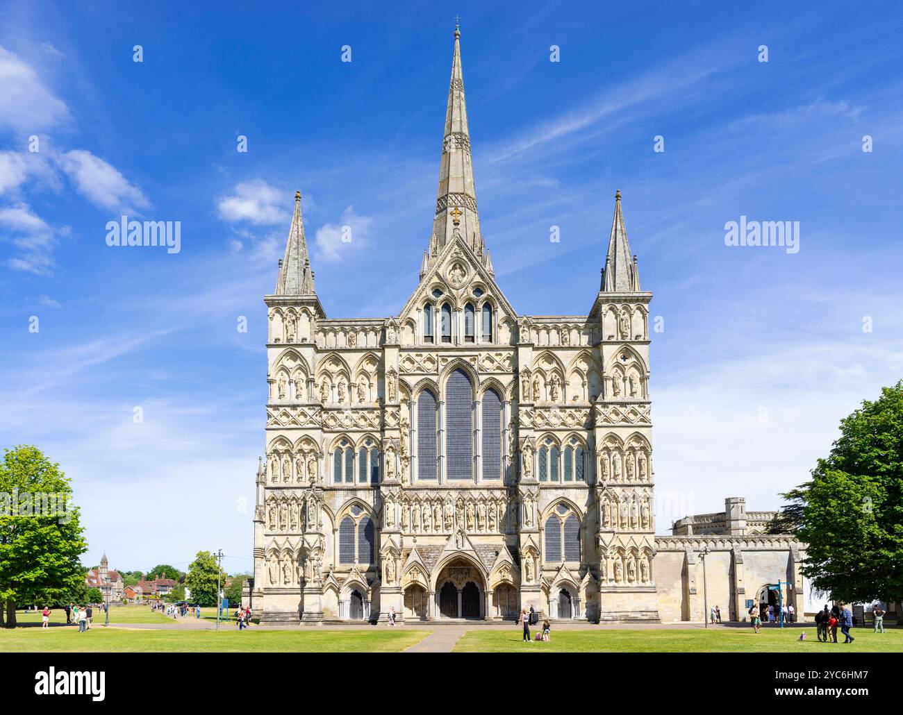 Salisbury Cathedral and the medieval spire , the tallest spire in ...