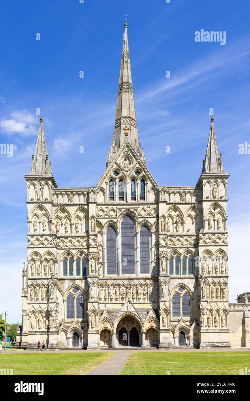 Salisbury Cathedral and the medieval spire , the tallest spire in ...