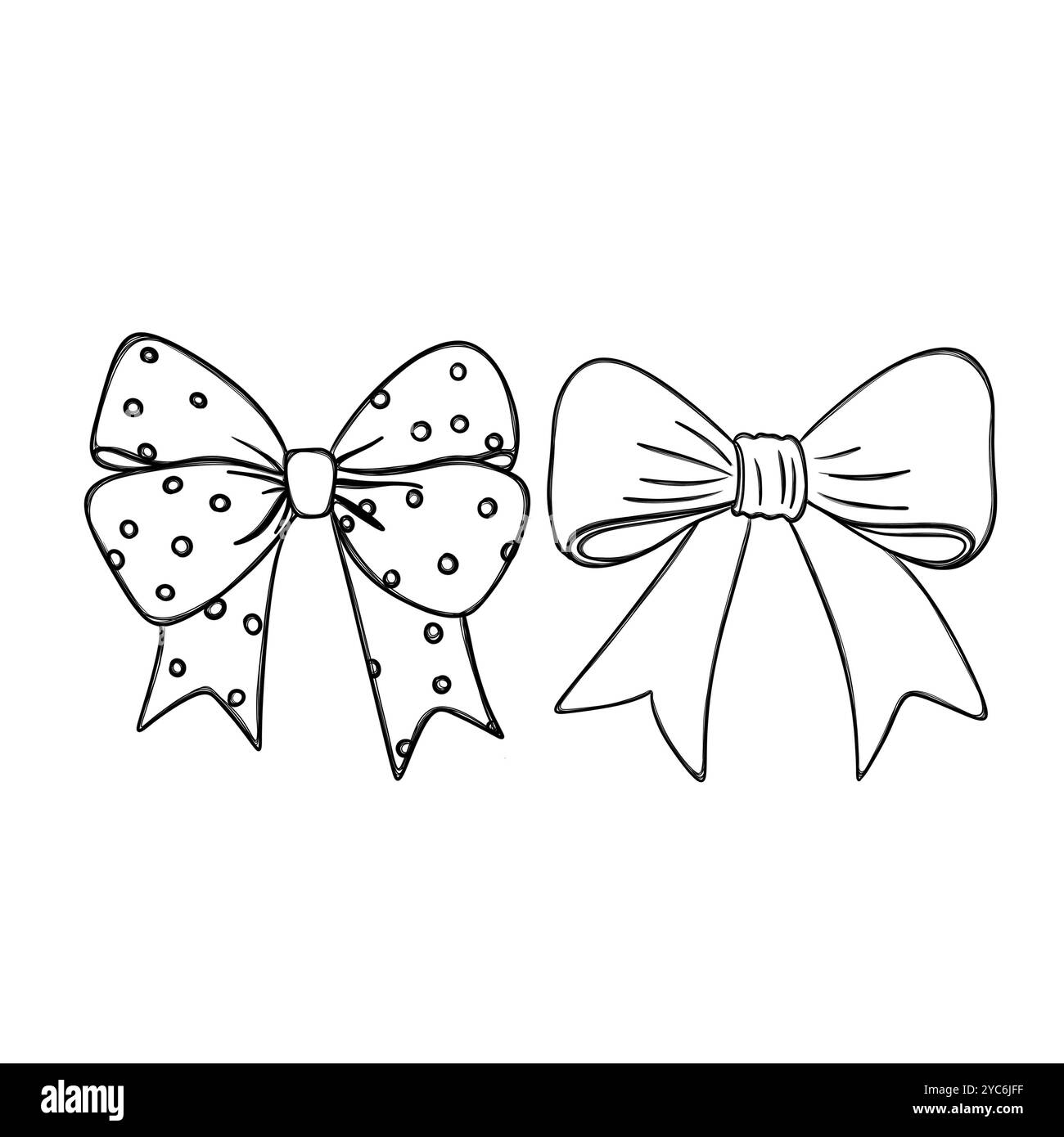 set of festive bows freehand illustration Line Art Stock Photo - Alamy