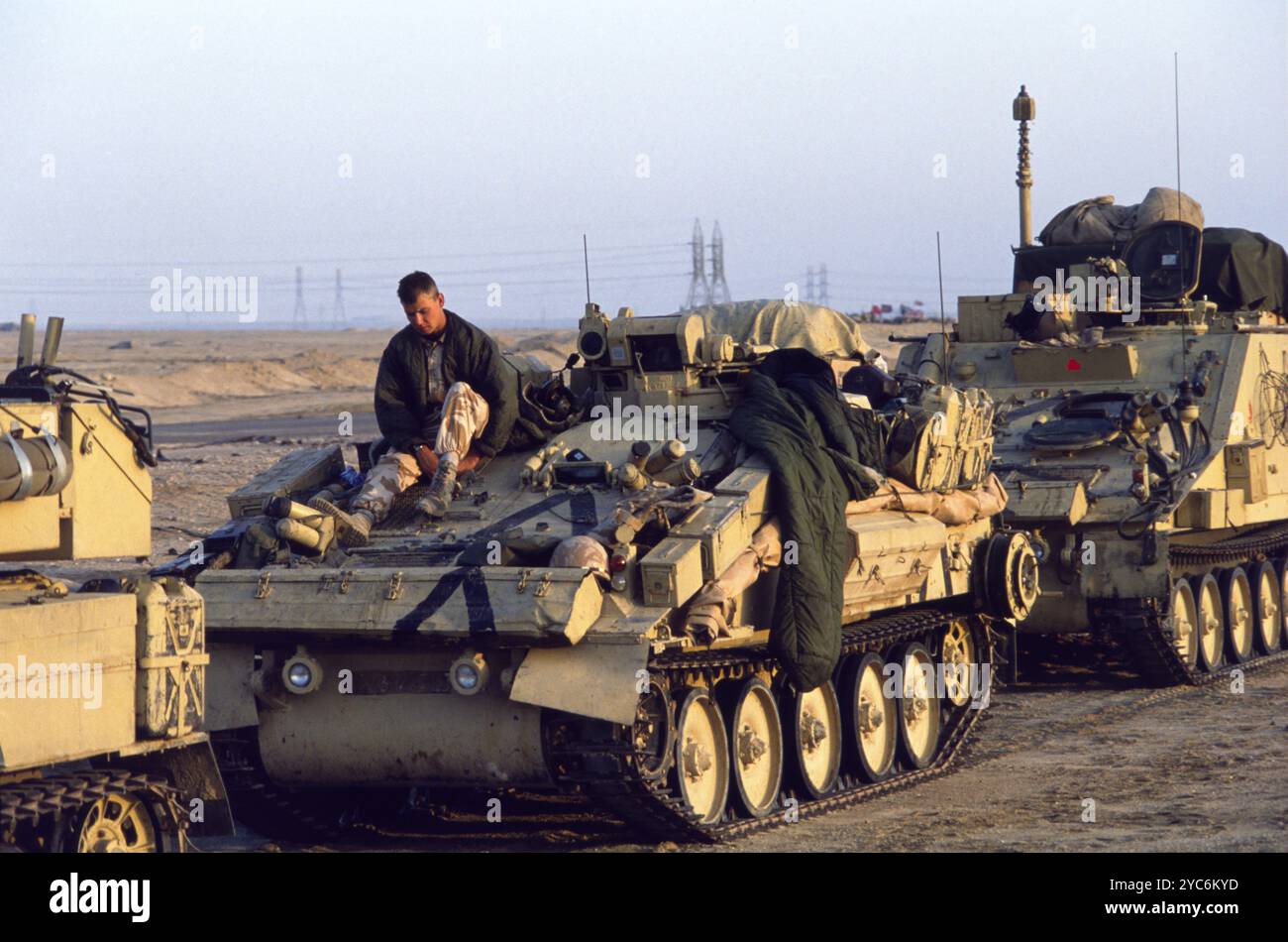 First Gulf War: 10th March 1991 A British soldier relaxes on top of an ...