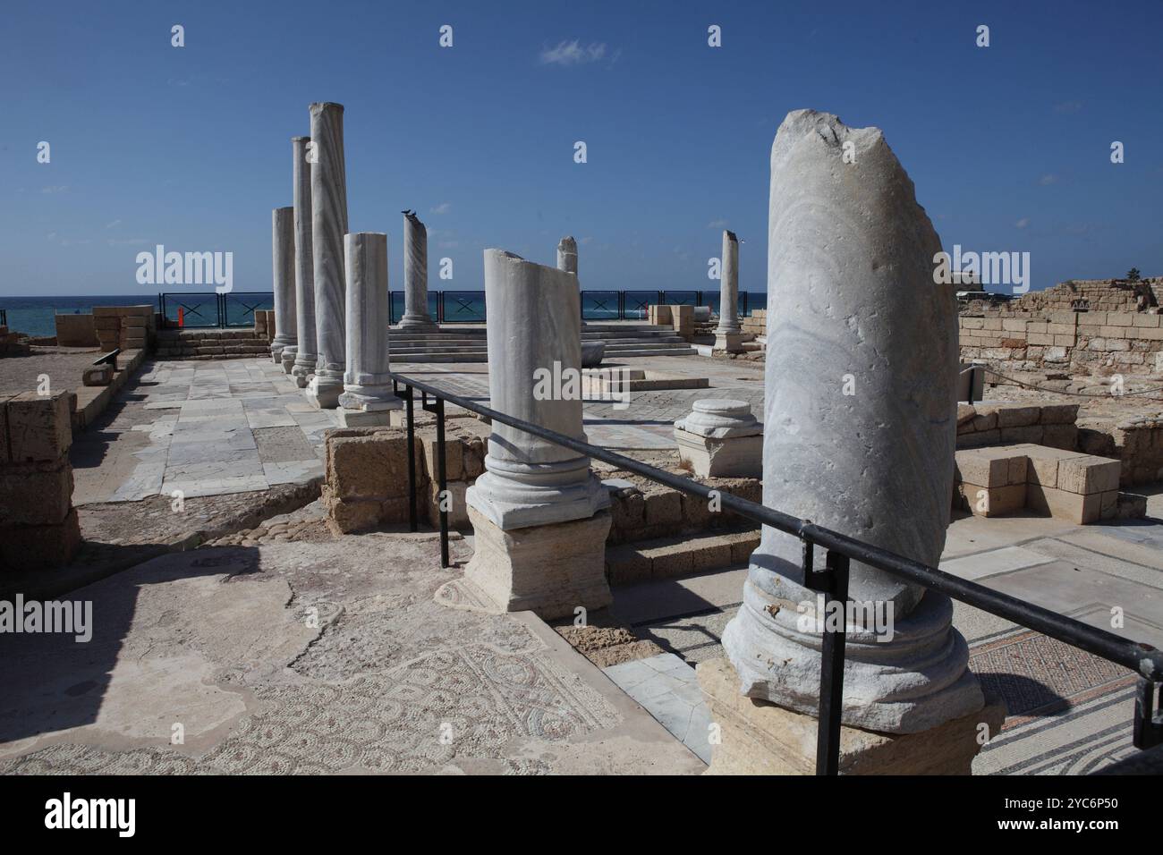 Caesarea, northern Byzantine Public Bathhouse, marble floor, colonnade ...