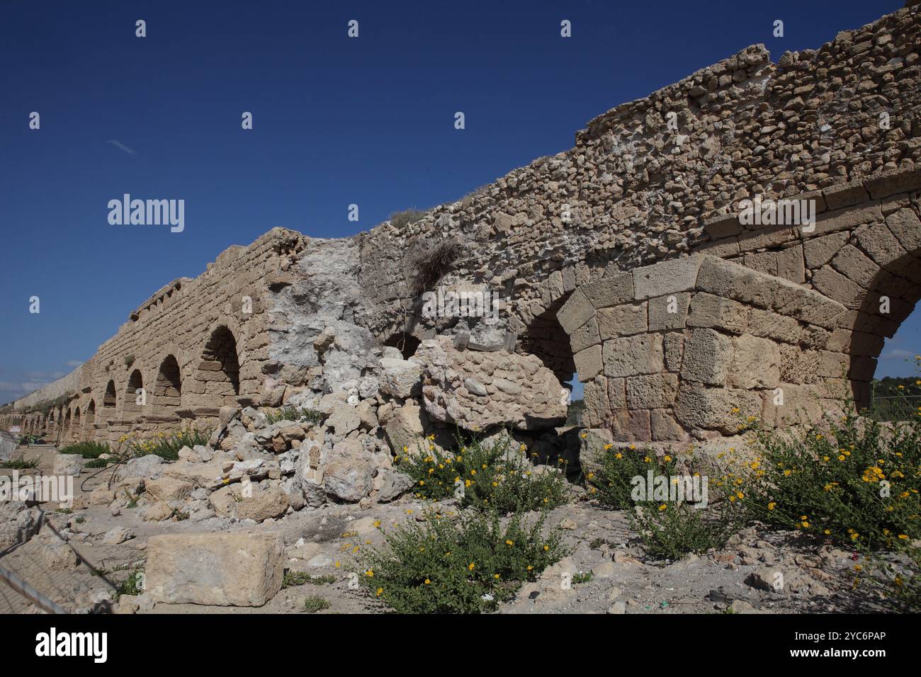 Aqueduct on the Caesarea Beach built by King Herod the Great renovated ...