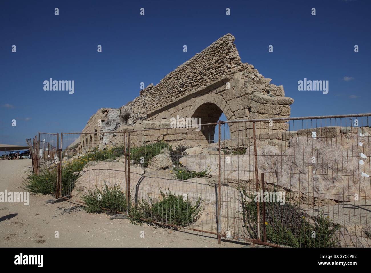 Aqueduct on the Caesarea Beach built by King Herod the Great renovated ...