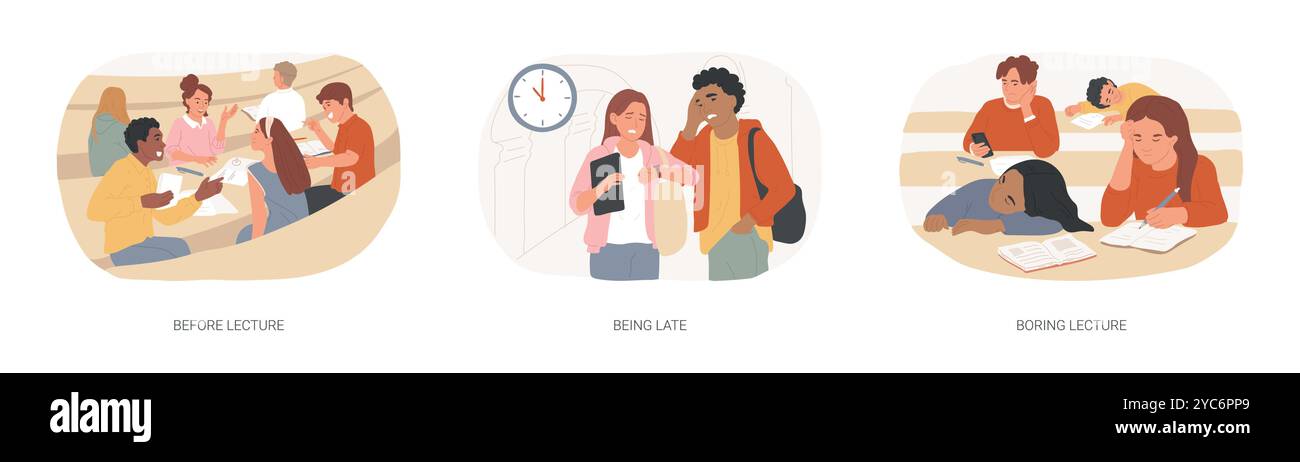 College lessons isolated cartoon vector illustrations se Stock Vector ...