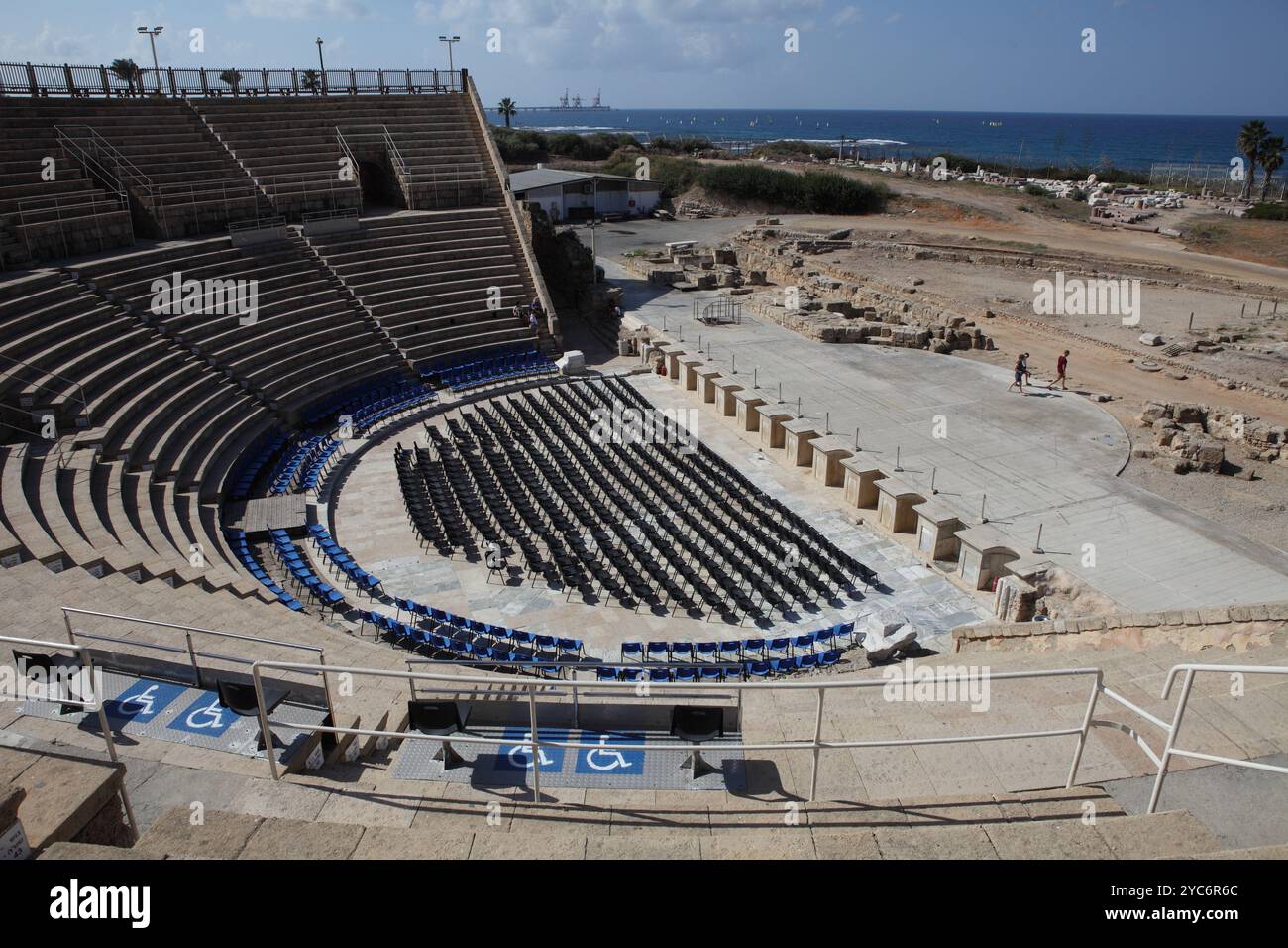 The Roman Theater used for shows in Caesarea built on the Mediterranean ...