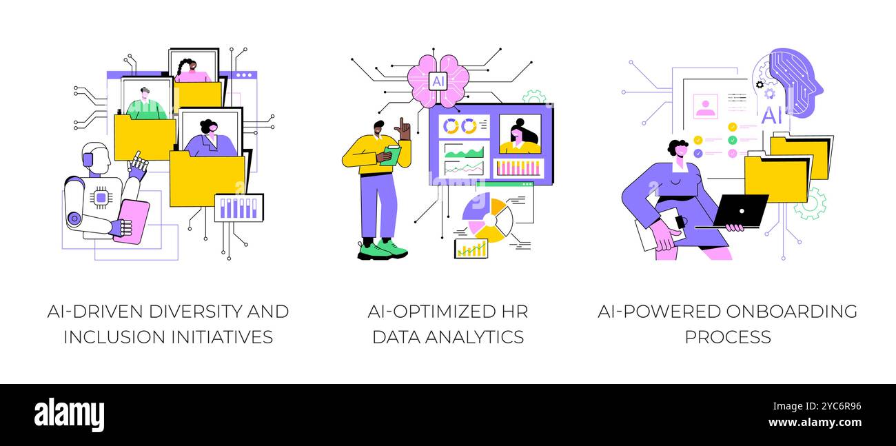 AI use in Human Resources abstract concept vector illustrations Stock ...