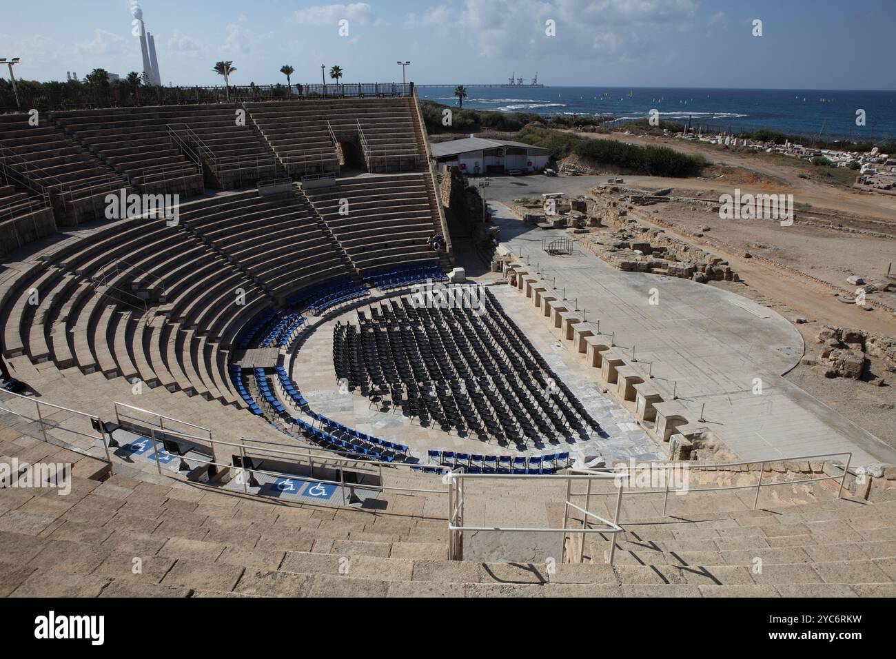 The Roman Theater used for shows in Caesarea built on the Mediterranean ...