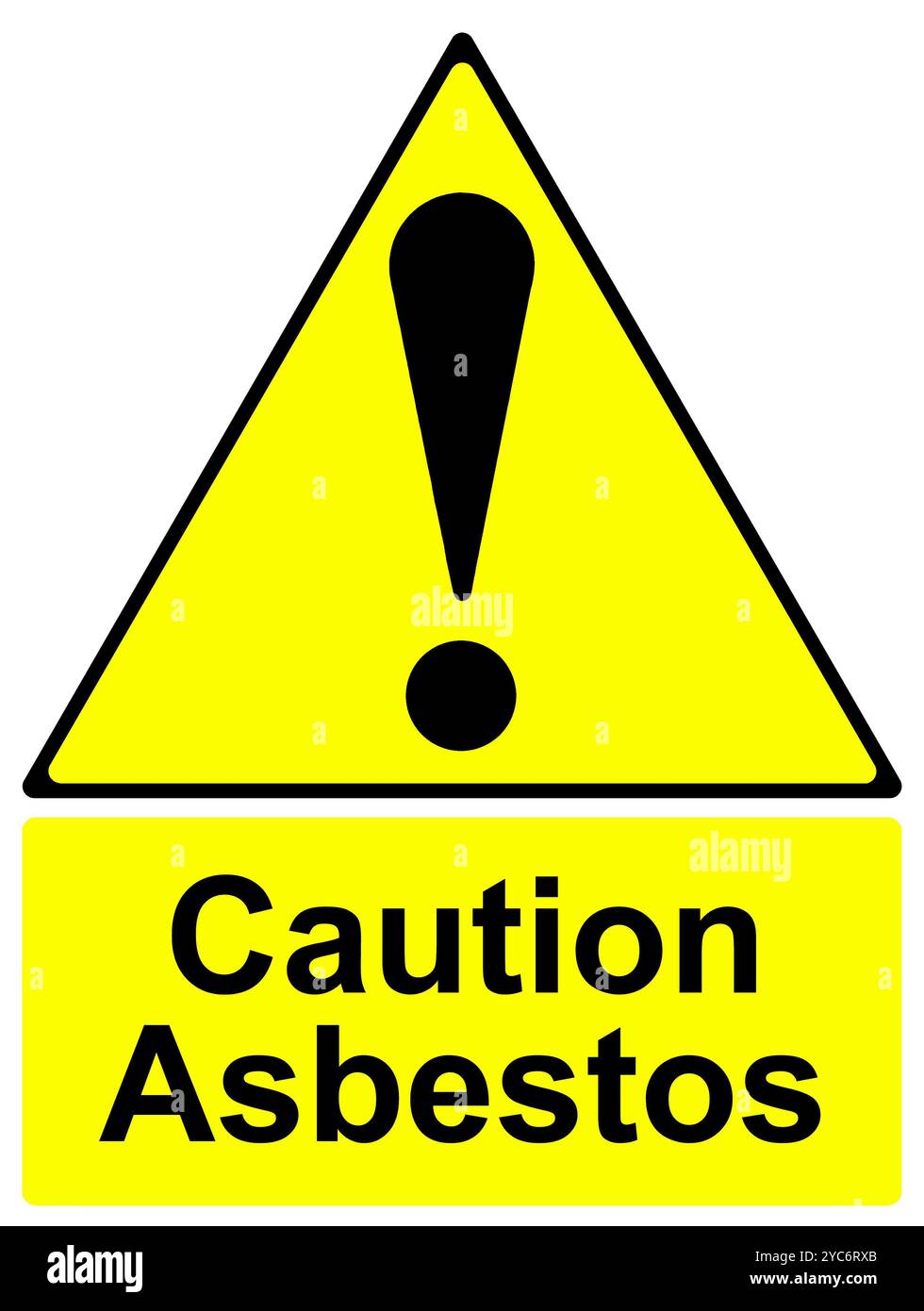 Caution asbestos yellow warning sign keep out Stock Photo - Alamy