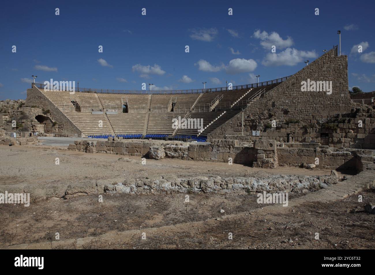 The Roman Theater used for shows in Caesarea built on the Mediterranean ...