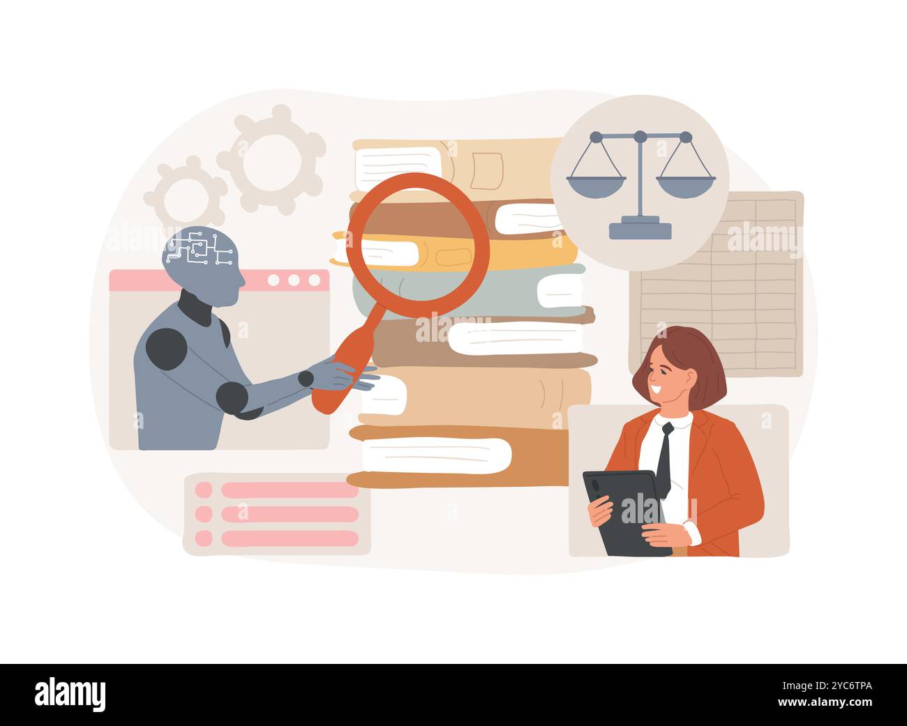 AI-Backed Legal Research abstract concept vector illustration Stock ...