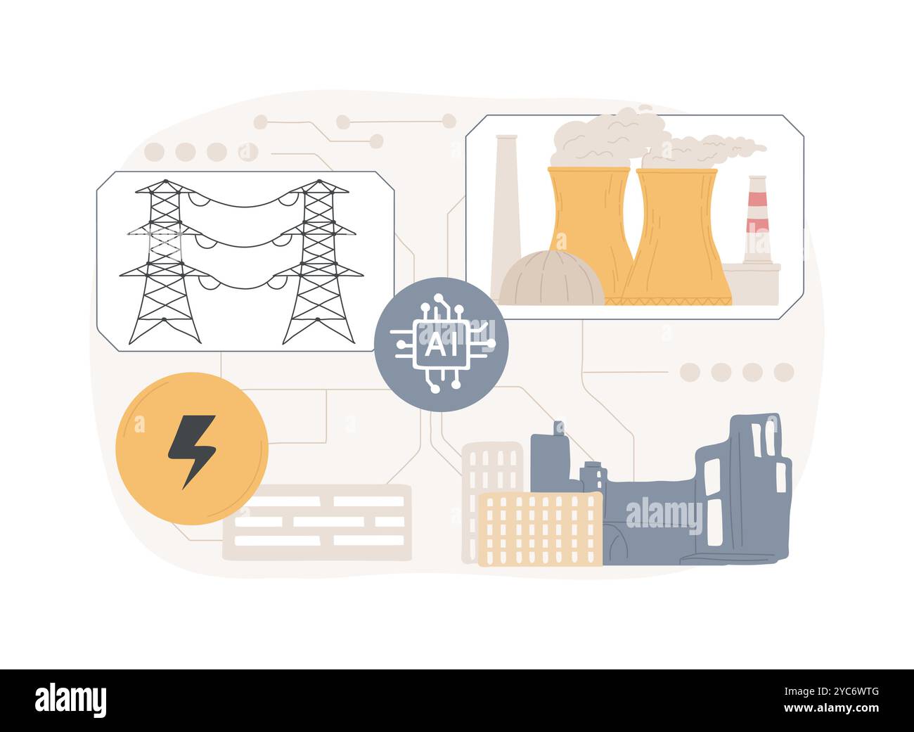 AI-Enhanced Energy Grid Management abstract concept vector illustration ...