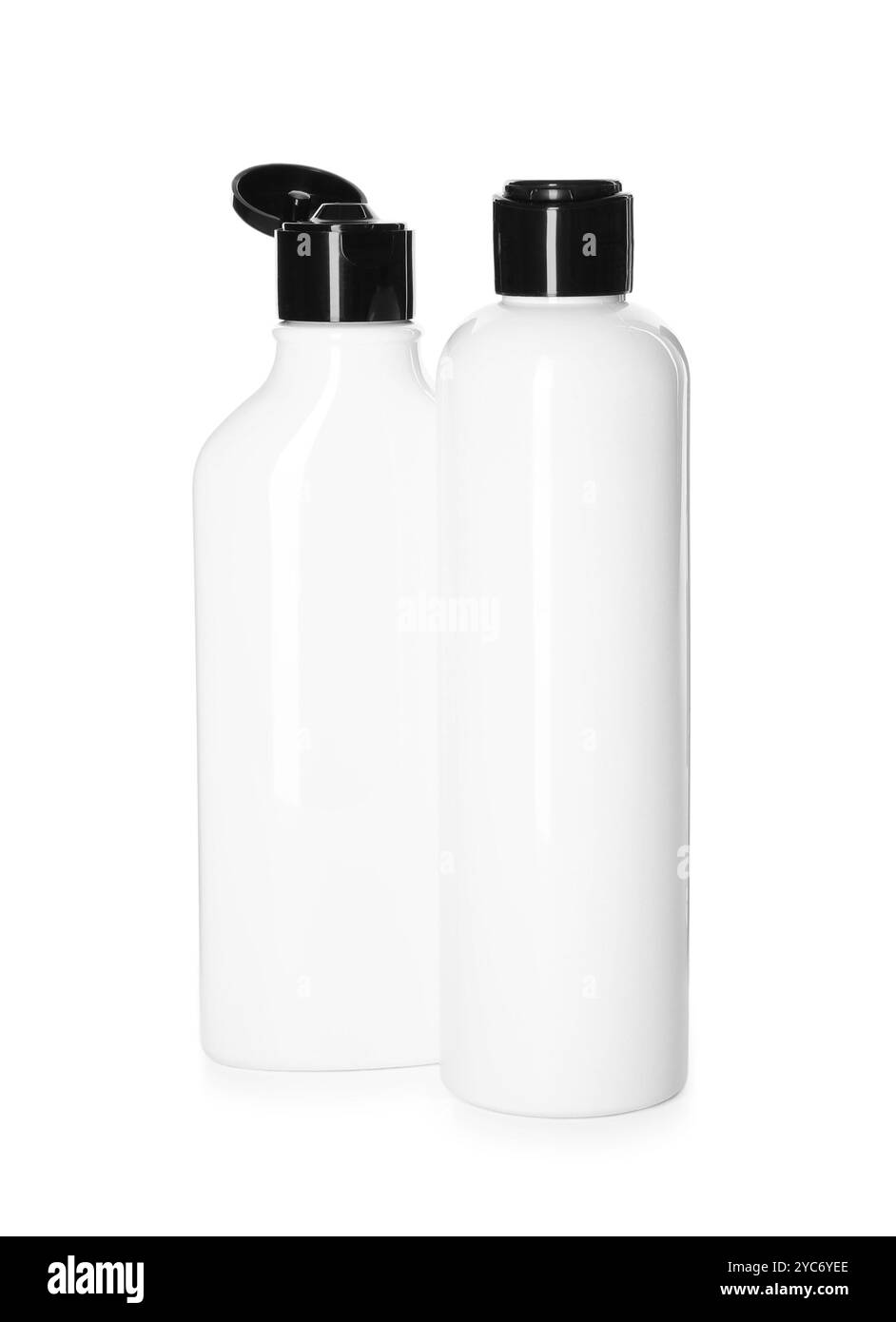 Bottles of shampoo isolated on white. Personal care product Stock Photo ...